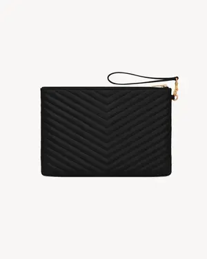 Saint Laurent Cassandre Matelassé Tablet Pouch In Leather