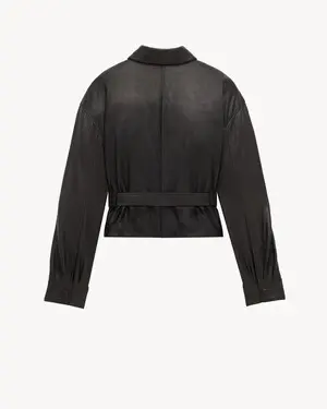Saint Laurent Saharienne Short Jacket In Lambskin Leather - Noir