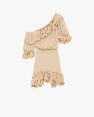 Beige Ruffle Mini Dress