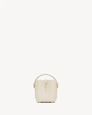 Saint Laurent Saint Laurent Le 37 Mini Bucket Bag In Shiny Leather White