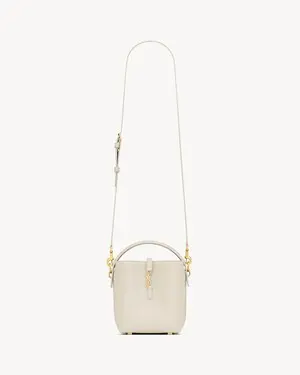 Saint Laurent Le 37 Mini Bucket Bag In Shiny Leather - White