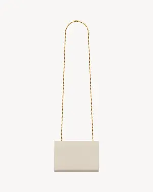 Saint Laurent Kate Small Grain De Poudre Embossed Leather Bag - White