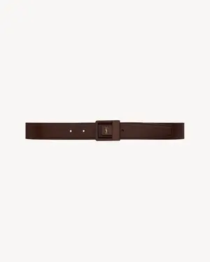 Saint Laurent La 66 Belt In Leather - Red Tan/brown