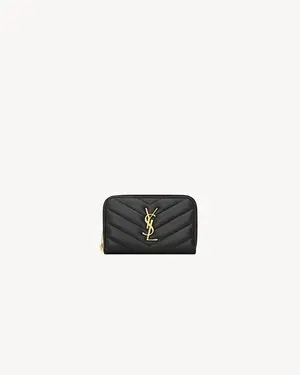 Saint Laurent Cassandre Matelassé Coin Card Wallet In Lambskin