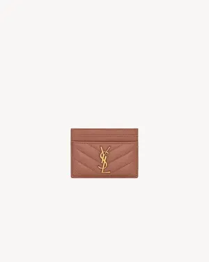 Saint Laurent Cassandre Card Case In Lambskin Barely Pink