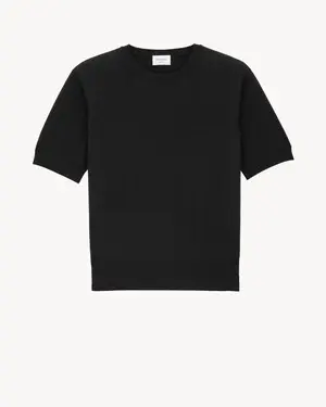 Saint Laurent Short-sleeve Crewneck Wool Sweater