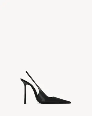 Saint Laurent Vendome Slingback Pumps In Glazed Leather - Black