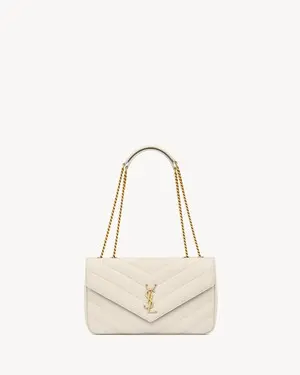 Saint Laurent Loulou Medium In Matelassé Lambskin - White
