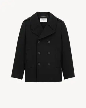 Saint Laurent Double-breasted Peacoat In Wool