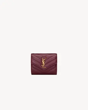 Saint Laurent Cassandre Multi-fold Wallet In Lambskin Rouge Cabernet