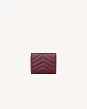 Saint Laurent Cassandre Multi-fold Wallet In Lambskin - Rouge Cabernet