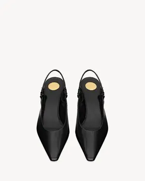 Saint Laurent Anne-marie Slingback Pumps In Smooth Leather