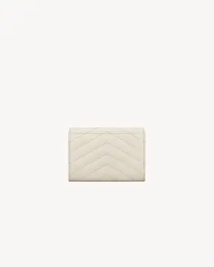 Saint Laurent Cassandre Matelassé Small Envelope Wallet In Grain De Poudre Leather - White