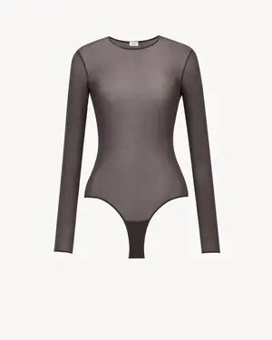 Saint Laurent Crewneck Long Sleeve Bodysuit In Jersey