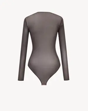 Saint Laurent Crewneck Long Sleeve Bodysuit In Jersey