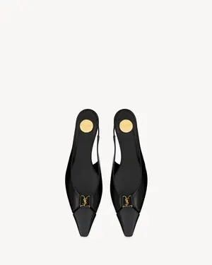Saint Laurent Babylone Slingback Flats In Smooth Leather - Black