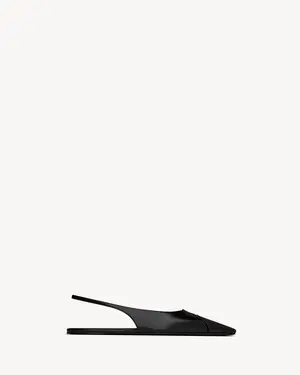Saint Laurent Babylone Slingback Flats In Smooth Leather - Black