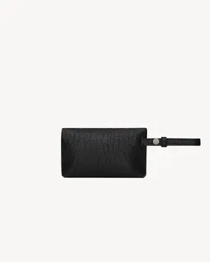 Saint Laurent Cassandre Micro Envelope Pouch In Grained Leather