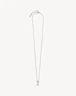 Saint Laurent Cassandre Ring Necklace In Metal - Oxidized Silver