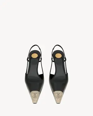 Saint Laurent Jeanne Slingback Pumps In Glazed Leather