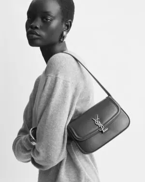 Saint Laurent Solferino Mini Bag In Box Leather - Black