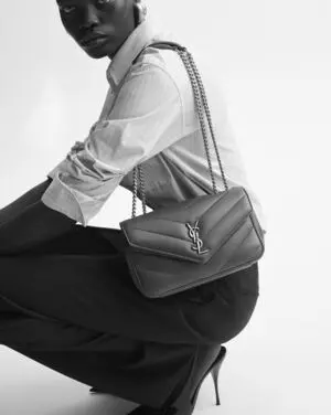 Saint Laurent Loulou Small In Matelassé Lambskin - Black