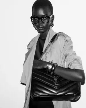 Saint Laurent Loulou Large Matelassé Lambskin Bag - Black