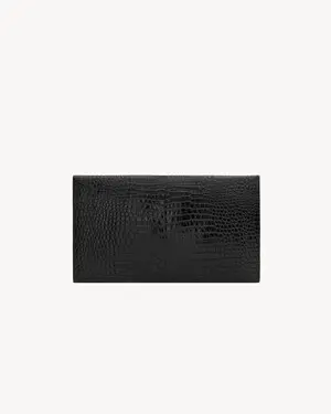 Saint Laurent Pouch In Crocodile-embossed Shiny Leather - Black