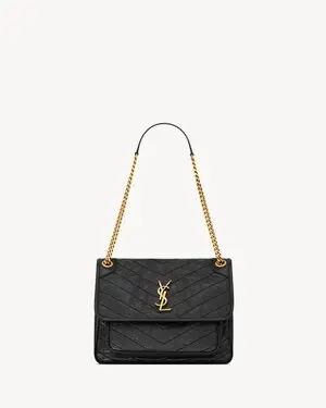 Saint Laurent Niki Medium Bag In Vintage Leather - Black