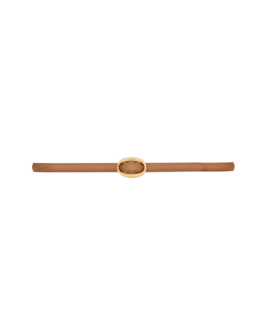 Saint Laurent Oval Buckle Thin Belt In Leather - Brick