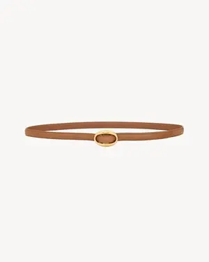 Saint Laurent Oval Buckle Thin Belt In Leather - Brick