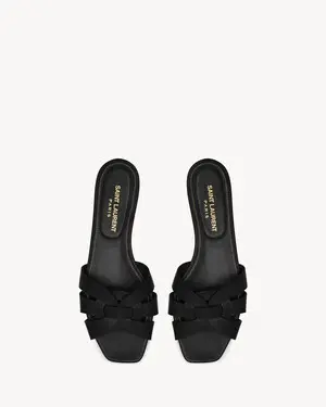 Saint Laurent Tribute Flat Sandals - Black
