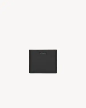 Saint Laurent Paris East/west Wallet With Coin Purse In Grain De Poudre Leather - Black