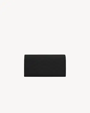 Saint Laurent Cassandre Matelassé Large Flap Wallet In Grain De Poudre Leather - Black