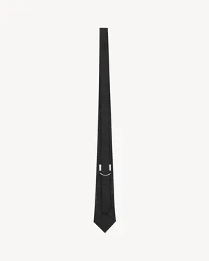 Saint Laurent Striped Silk Jacquard Tie - Black