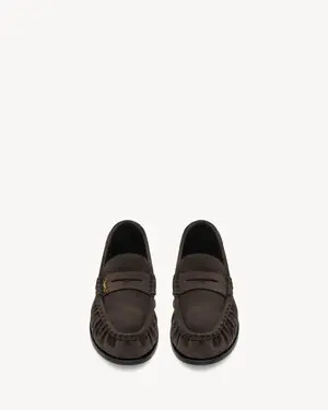 Saint Laurent Le Loafer Supple Suede Penny Loafers - Dark Chocolate