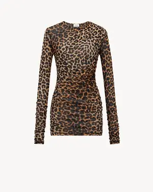 Saint Laurent Ruched Mini Dress In Tulle Jersey