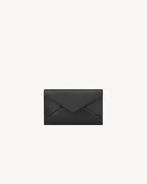 Saint Laurent Letter Wallet In Leather - Black
