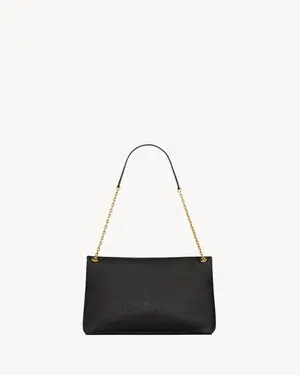 Saint Laurent Cassandre Pouch On Chain In Lambskin - Black