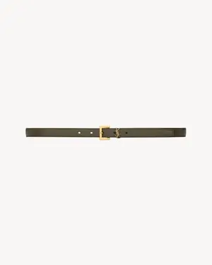 Saint Laurent Saint Laurent Cassandre Thin Belt In Smooth Leather Artichocke Green