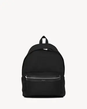 Saint Laurent City Backpack In Canvas, Nylon, And Leather - Black