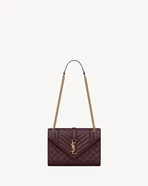 Saint Laurent Envelope Medium Grain De Poudre Leather Shoulder Bag - Rouge Cabernet