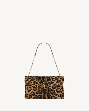 Saint Laurent Cassandre Pouch On Chain In Pony Hair Leather