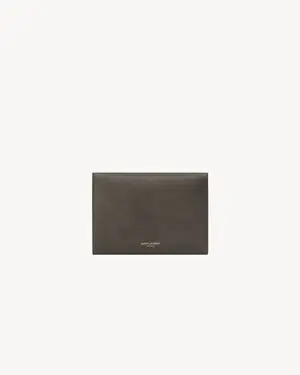 Saint Laurent Letter Passport Case In Leather - Urban Grey