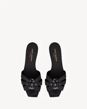 Saint Laurent Tribute Mules In Patent Leather - Black