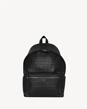 Saint Laurent City Crocodile-embossed Leather Backpack - Black