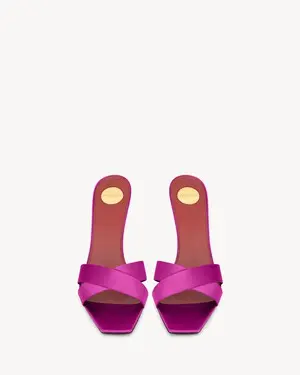 Saint Laurent Opyum Mules In Satin Crepe - Fuchsia