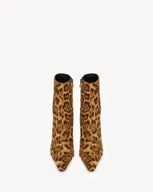 Saint Laurent Ashley Ankle Boots In Pony Hair Leather - Leopard
