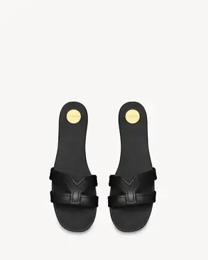 Saint Laurent Mabrouka Slides In Smooth Leather - Black
