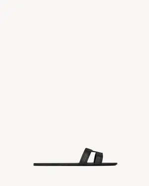 Saint Laurent Mabrouka Slides In Smooth Leather - Black